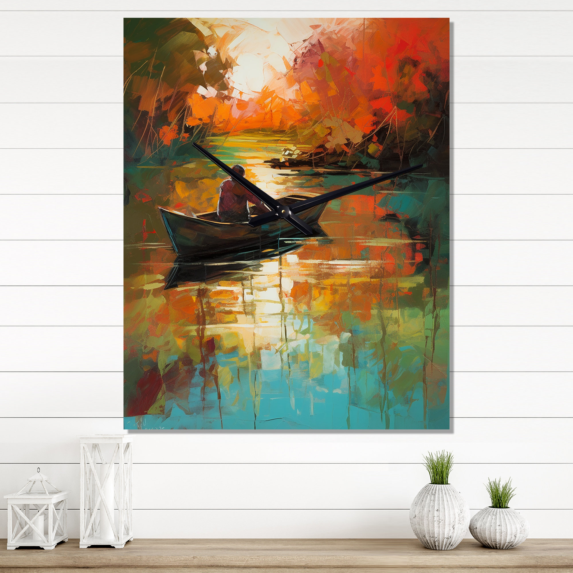 Latitude Run® Autumn Lake Serenity Rowing Inlittle Dinghy Boat ...