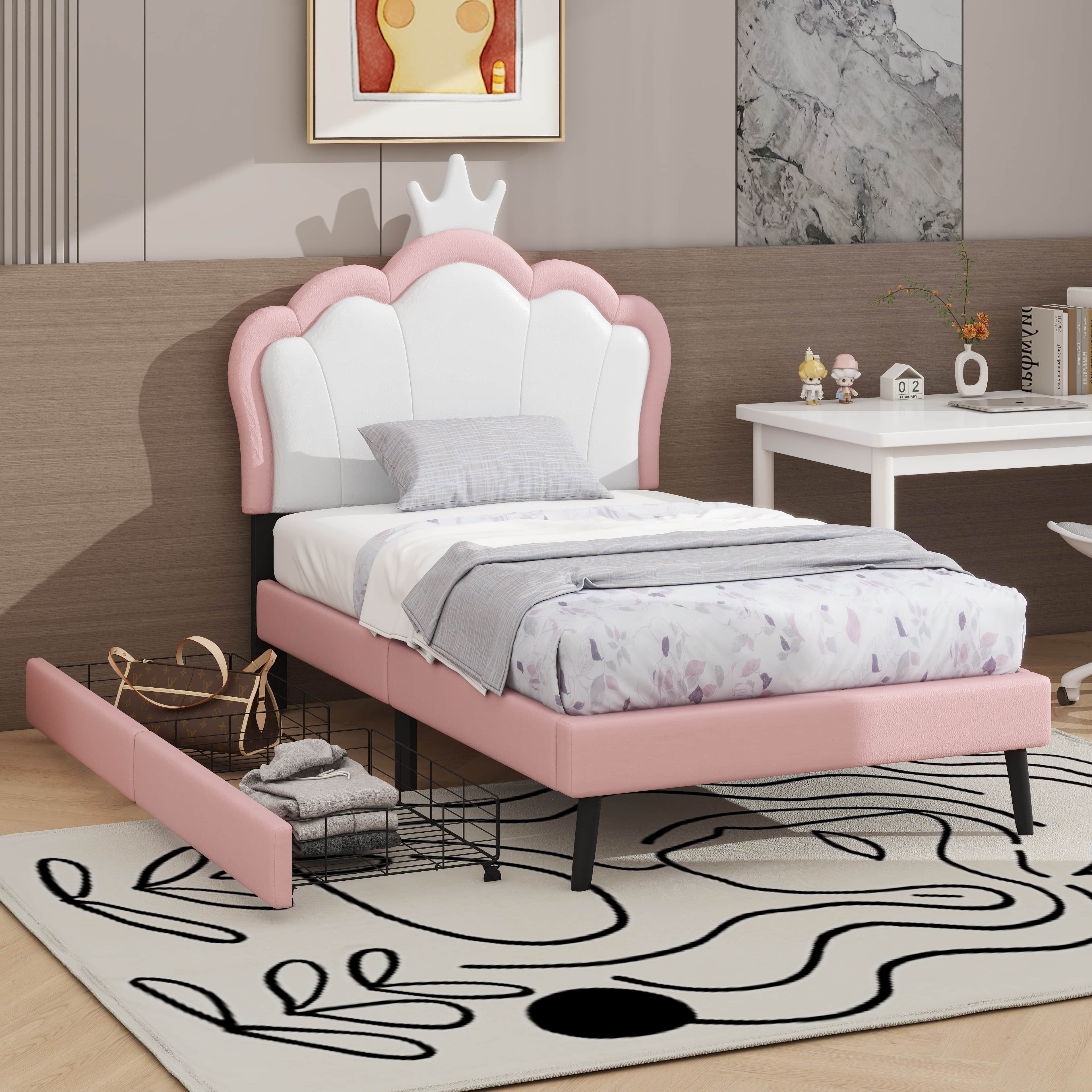 Gemma Violet A Twin-Sized Princess Bed With Upholstered Detailing ...