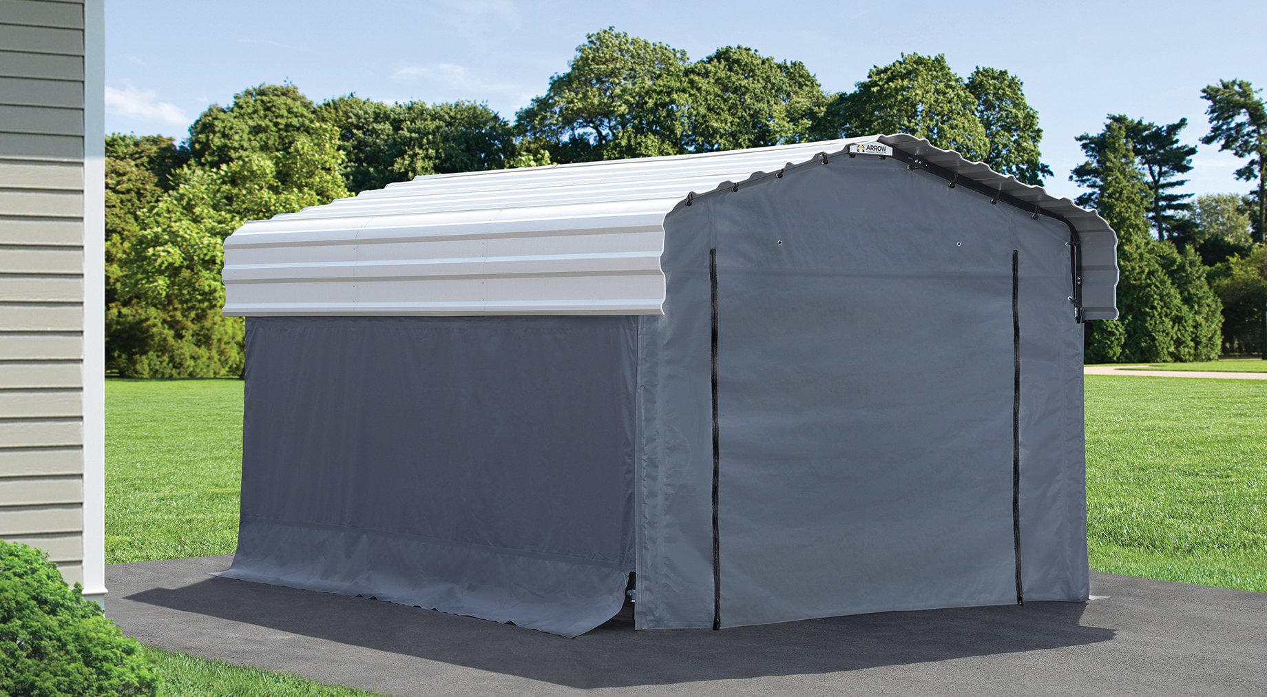 Arrow Carports Enclosure Kit for Galvanized Steel Carport, Fabric ...