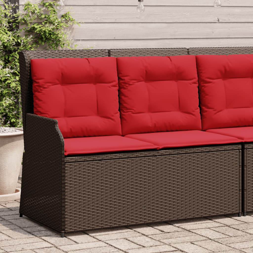 Latitude Run® Reclining Patio Bench With Cushions Brown Poly Rattan ...