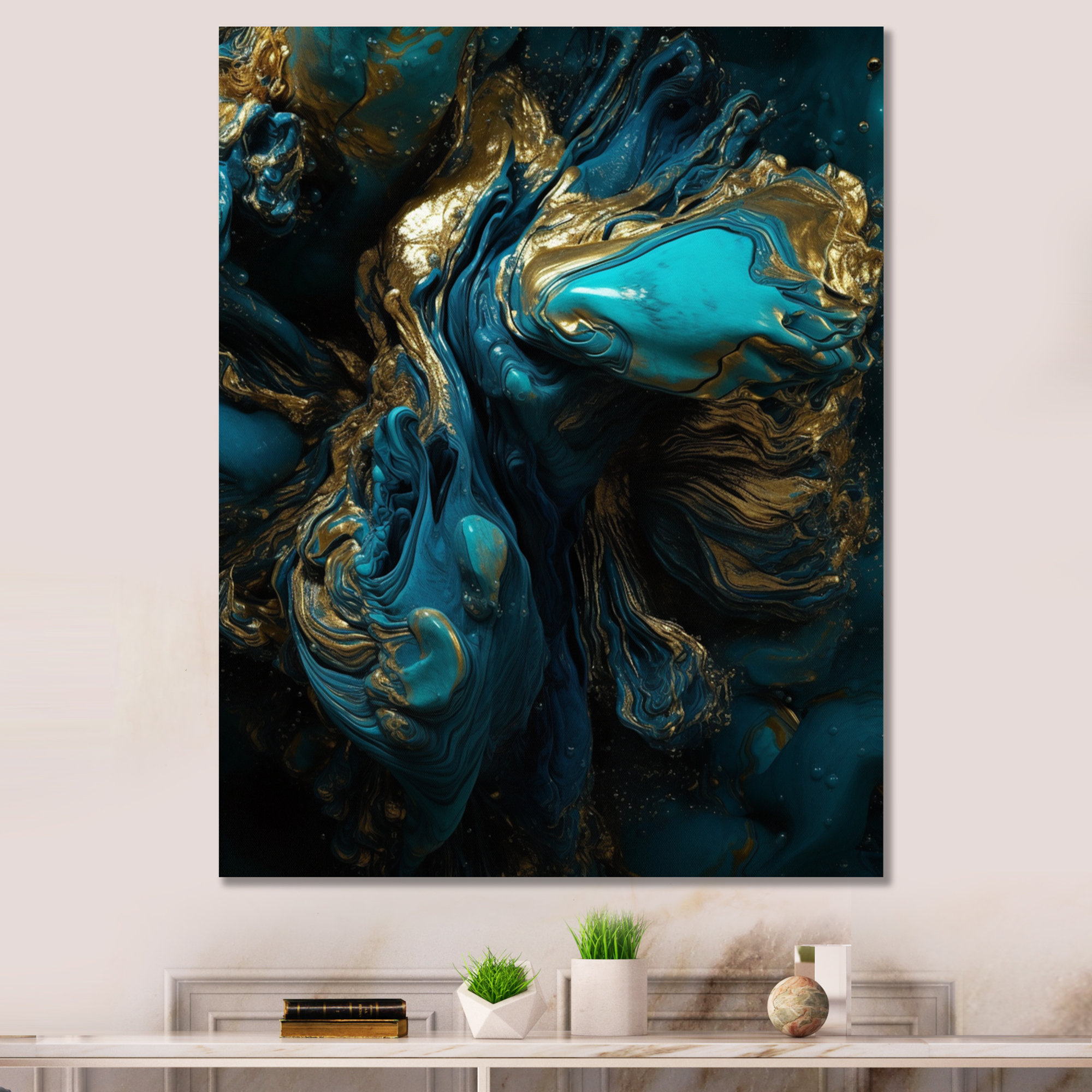 Red Barrel Studio® Abstract Liquid Paint - Abstract Liquid Ink Canvas ...