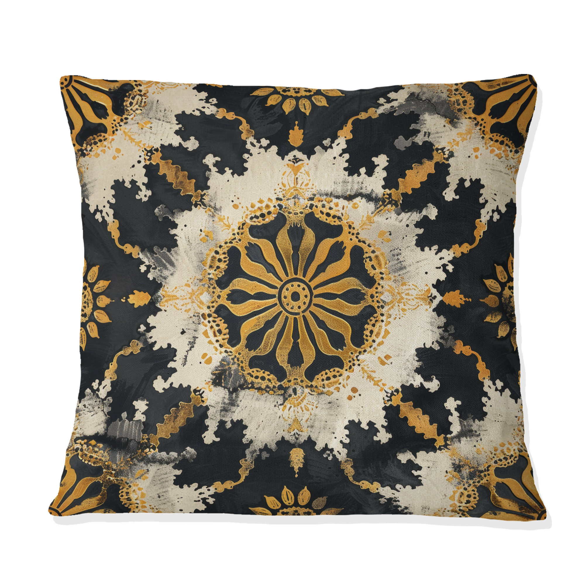 Design Art Gold Black Shibori Print - Chinese Traditional Throw Pillow ...