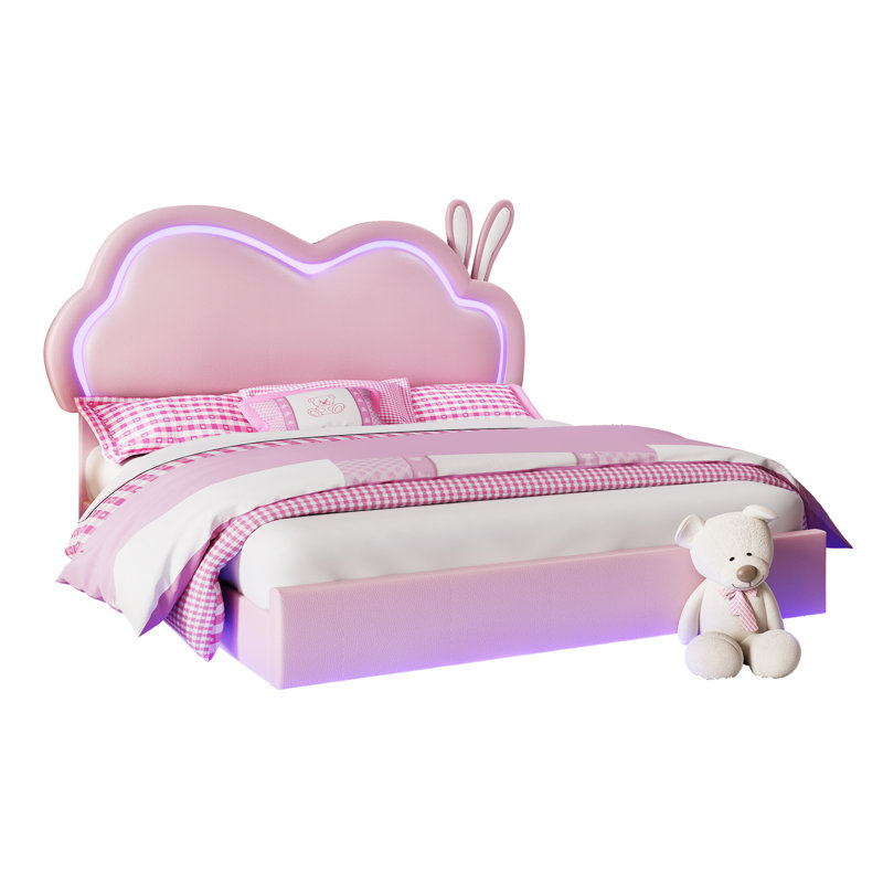 Zoomie Kids Floating Bed Frame with Adjustable LED Headboard and ...