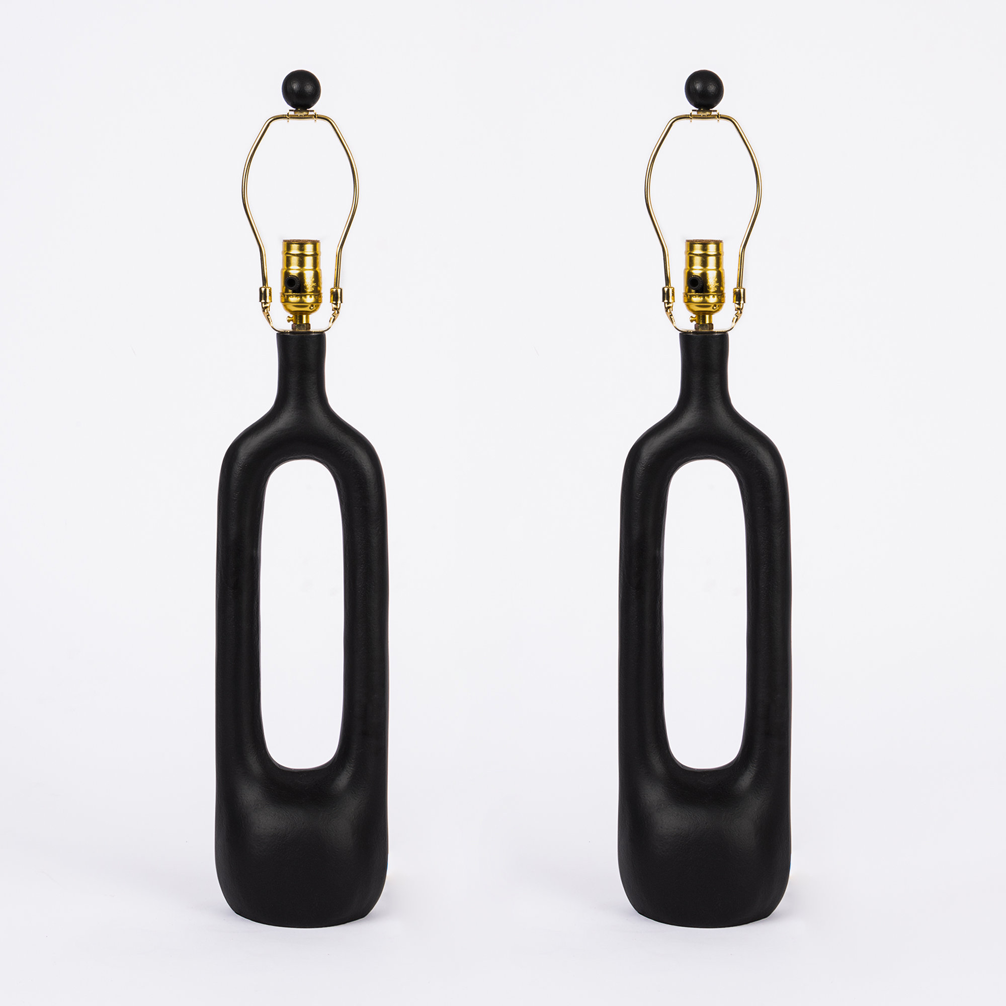 Ivy Bronx Abstract O Shaped Matte Black Metal Base Table Lamp (Set Of 2 ...