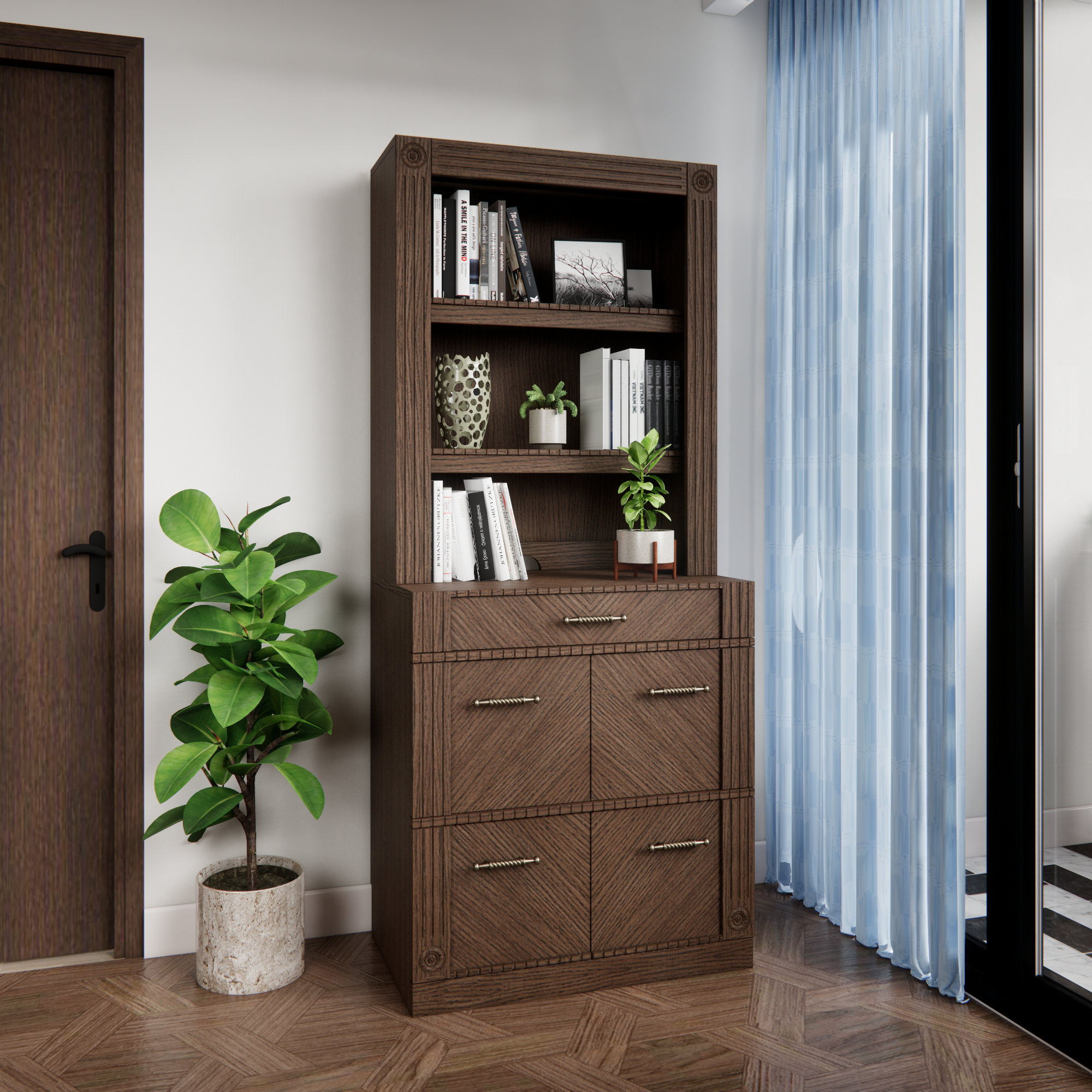 Room and Loft Imperial Solid Wood Storage Bookcase With File Drawers ...