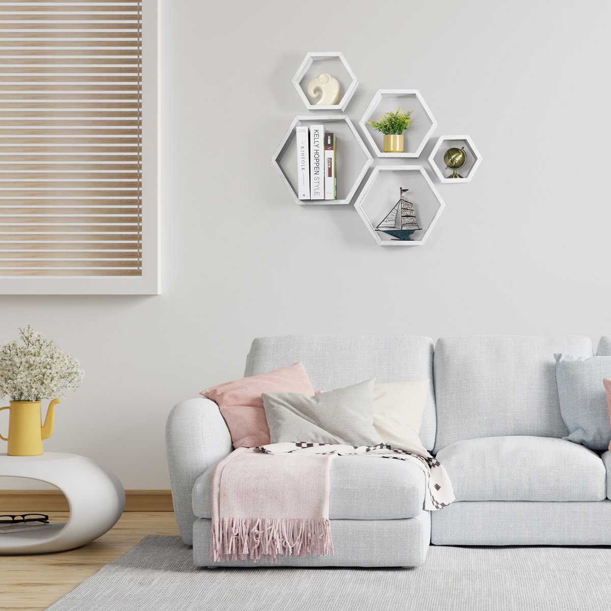 Ebern Designs Jonette 5 Piece Hexagon Floating Shelf | Wayfair