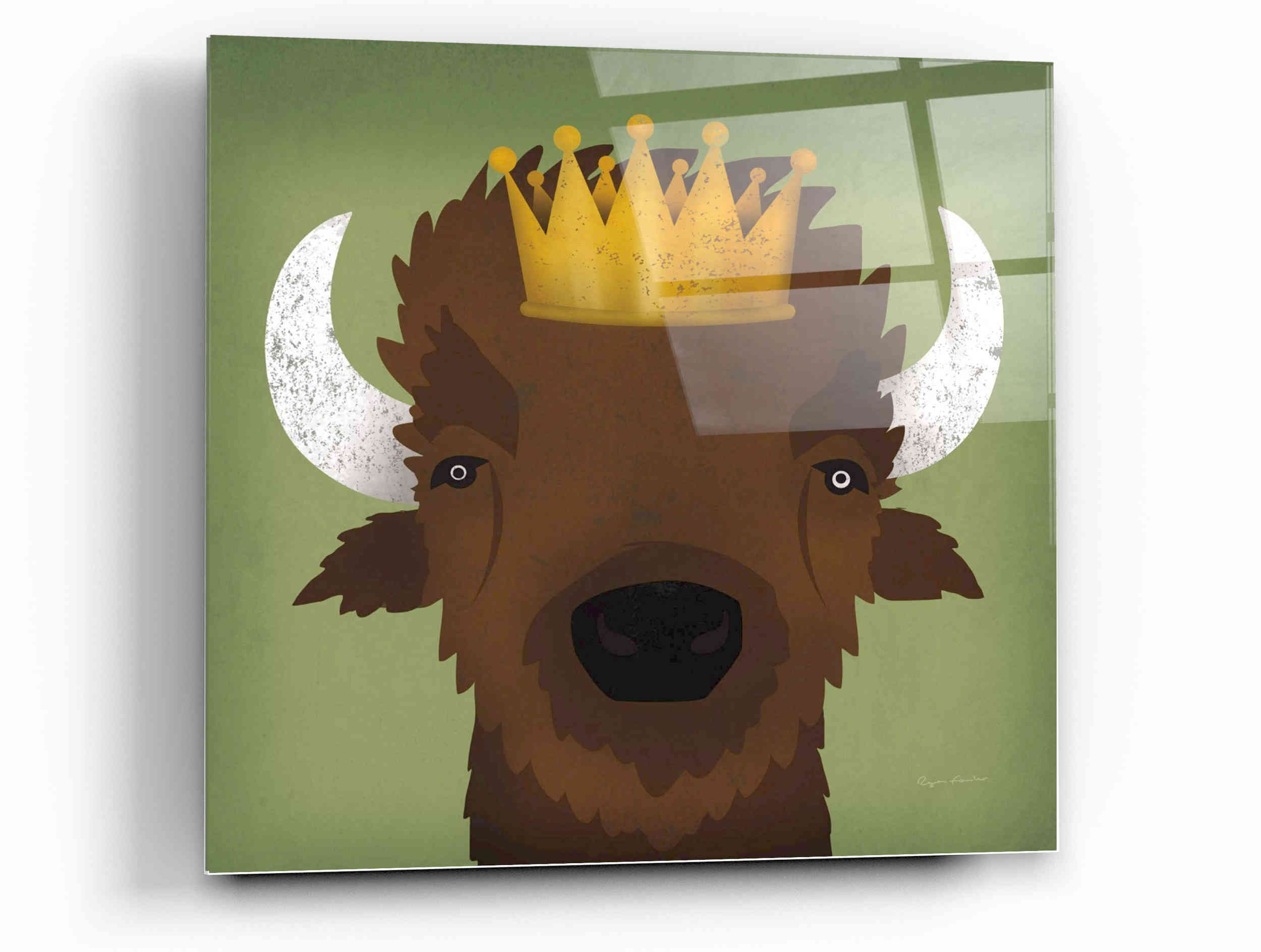 Trinx 'Buffalo III With Crown' By Ryan Fowler, Acrylic Glass Wall Art ...