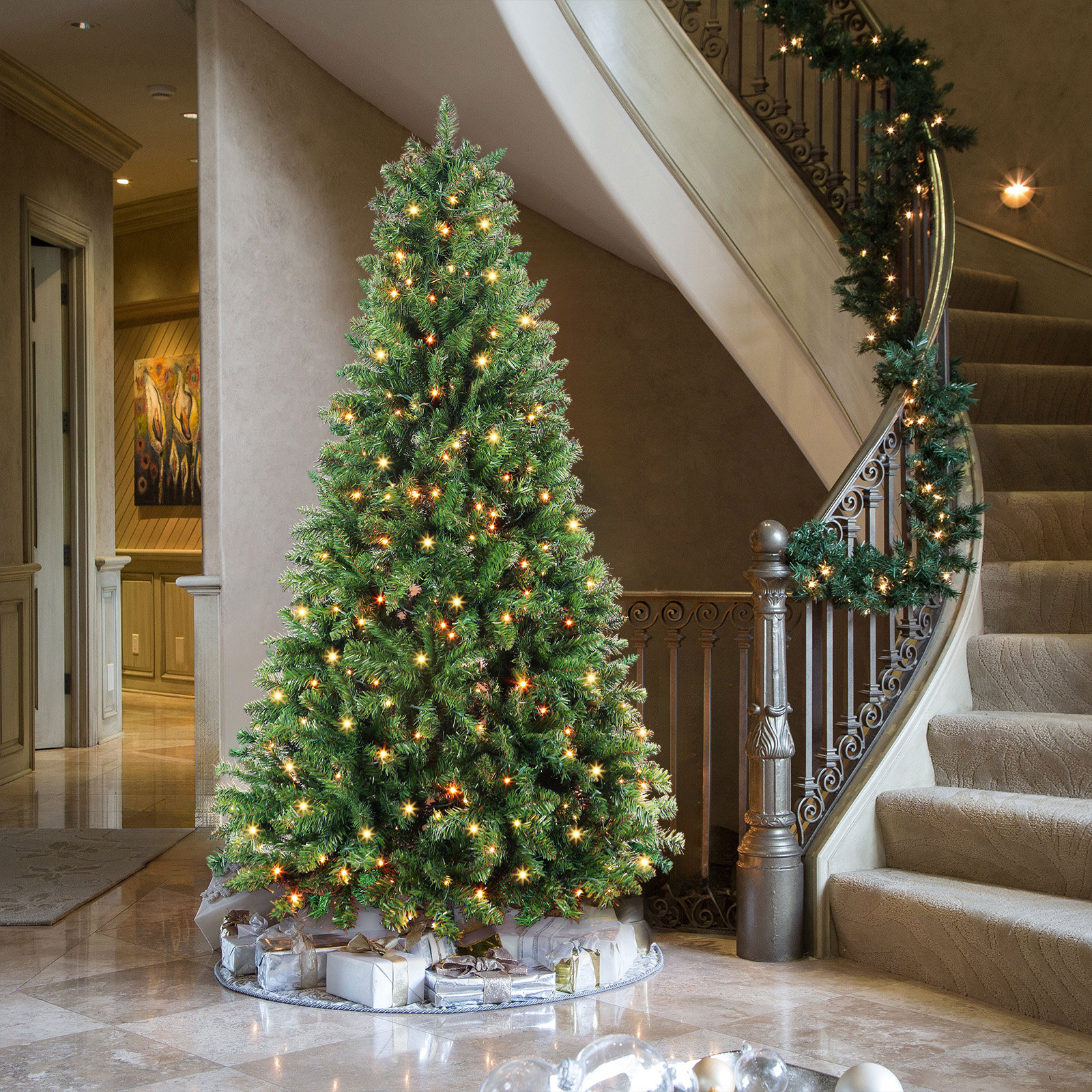 The Holiday Aisle® Christmas Tree With Remote Control, RGB Lights ...