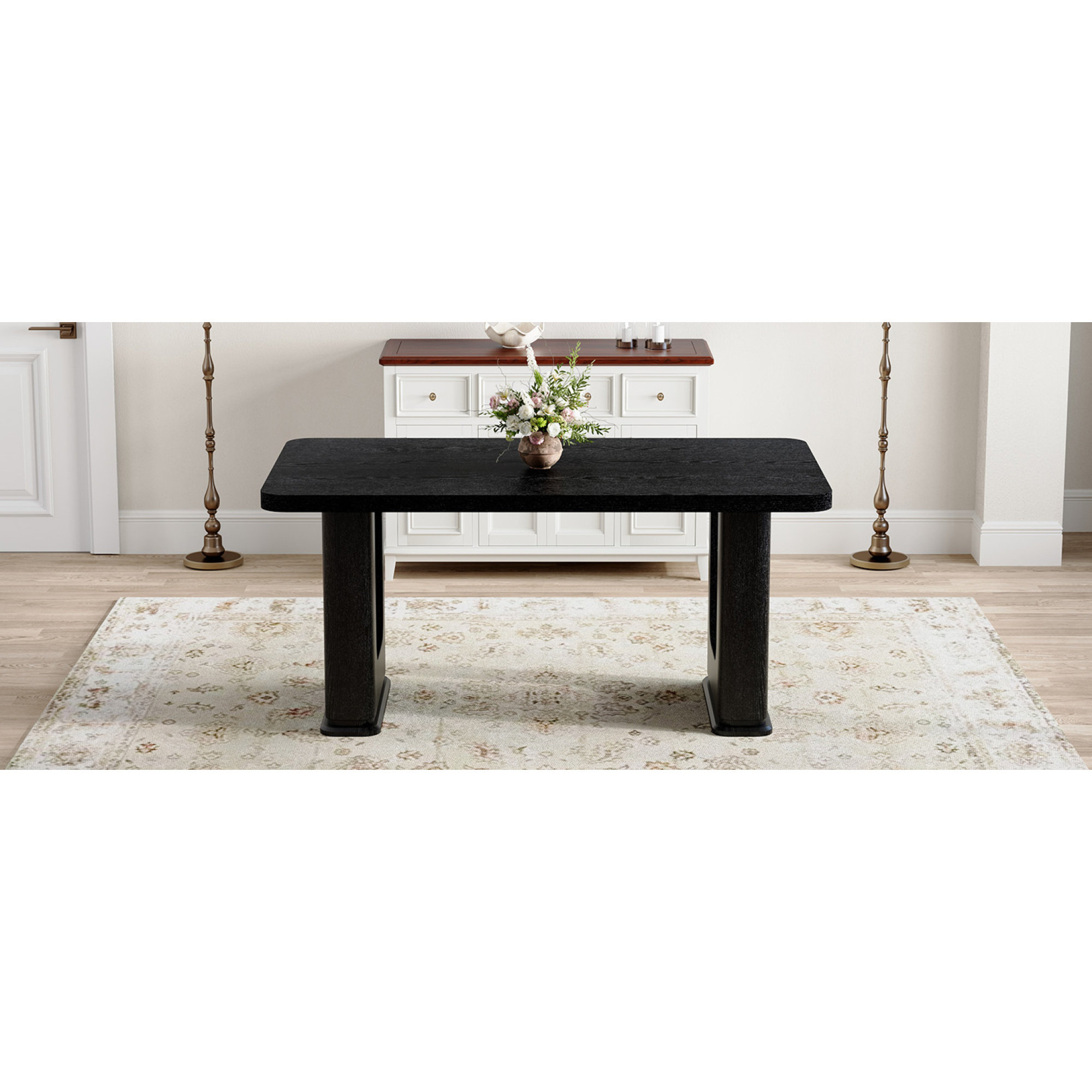Latitude Run® Modern Black Wood Dining Tables, Mdf Build, Stylish ...