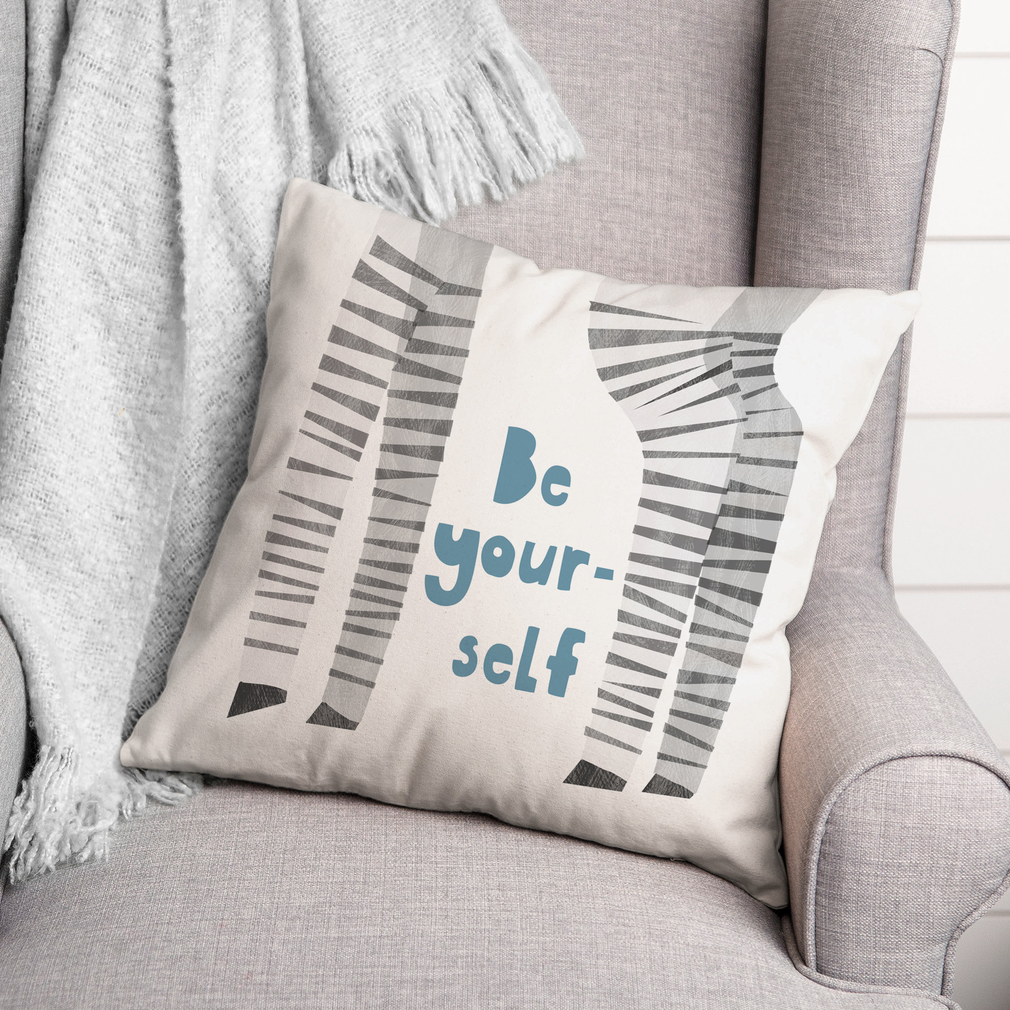 Designs Direct Creative Group Be Yourself Zebra Square Pillow Cover ...