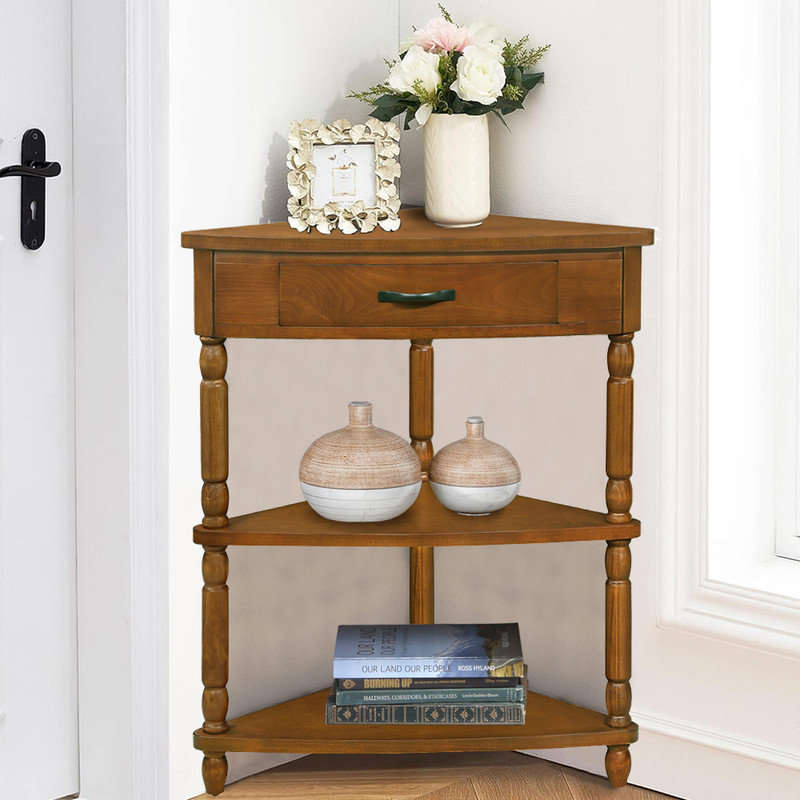 Alcott Hill Multi-Function 33.8'' Small Triangle Corner Table,Sturdy ...