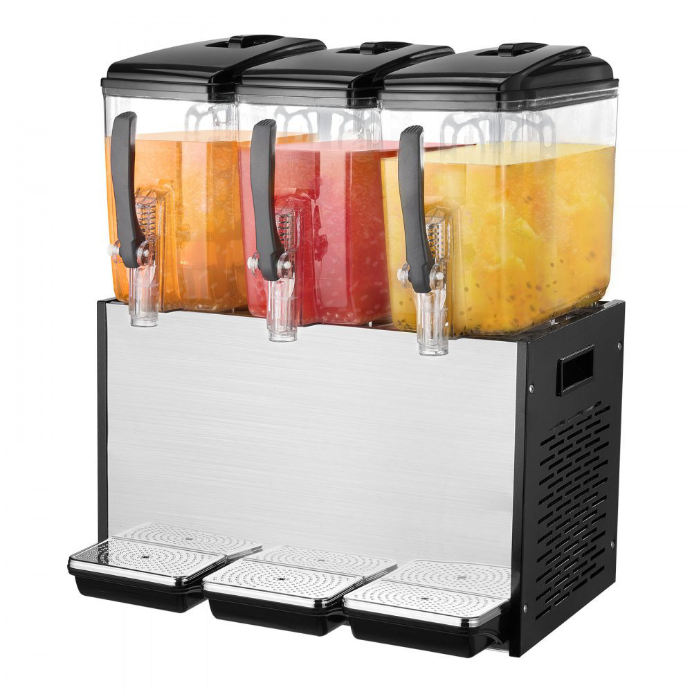Orren Ellis Commercial Beverage Dispenser 12L x 3 Tanks Cold Juice Ice ...