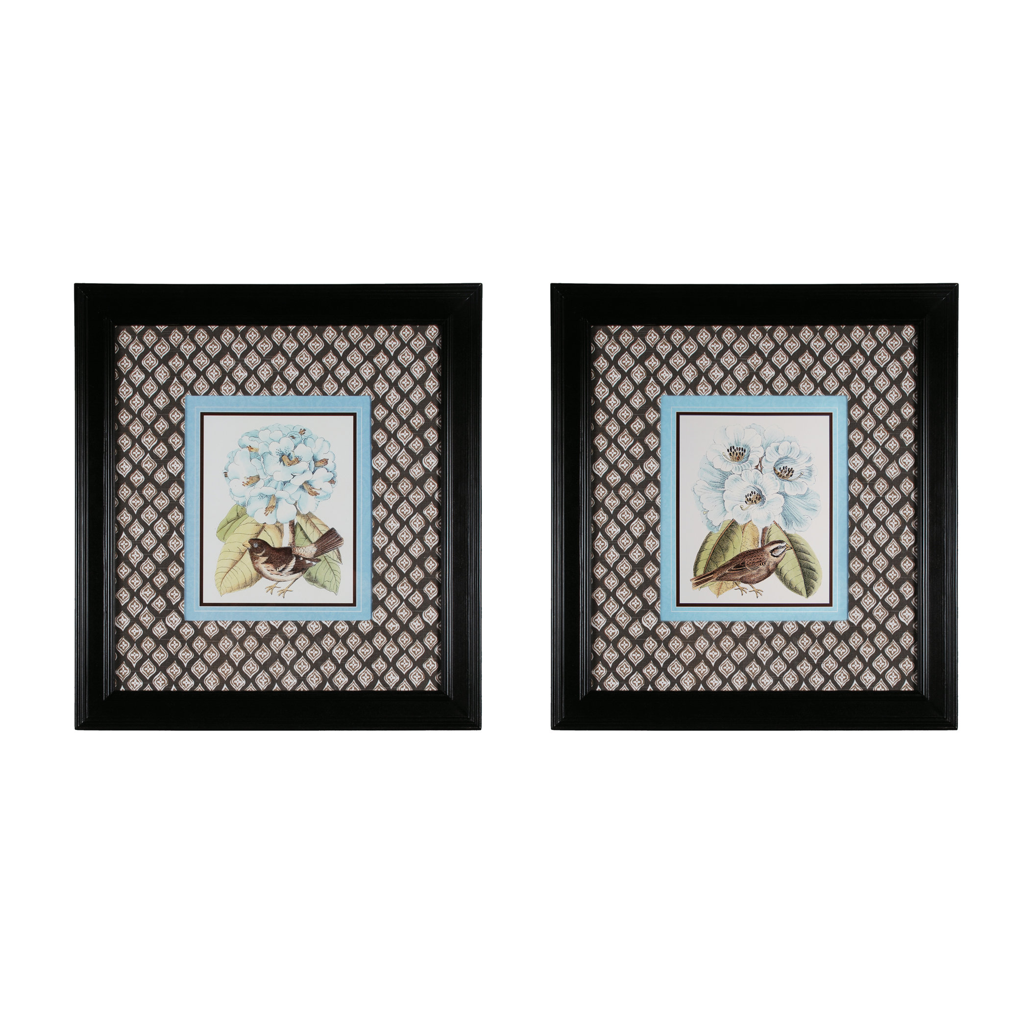 Alcott Hill 'Birds and Blooms' 2 Piece Framed Graphic Art Set | Wayfair