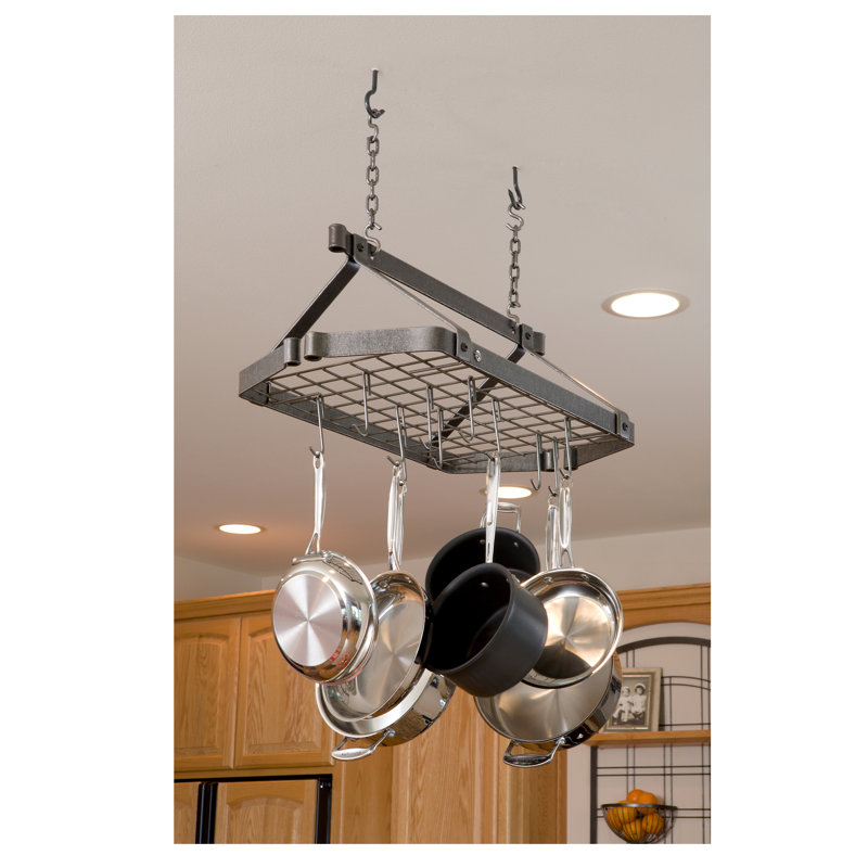 Enclume Handcrafted Retro Rectangle Pot Rack with 12 Hooks & Reviews ...