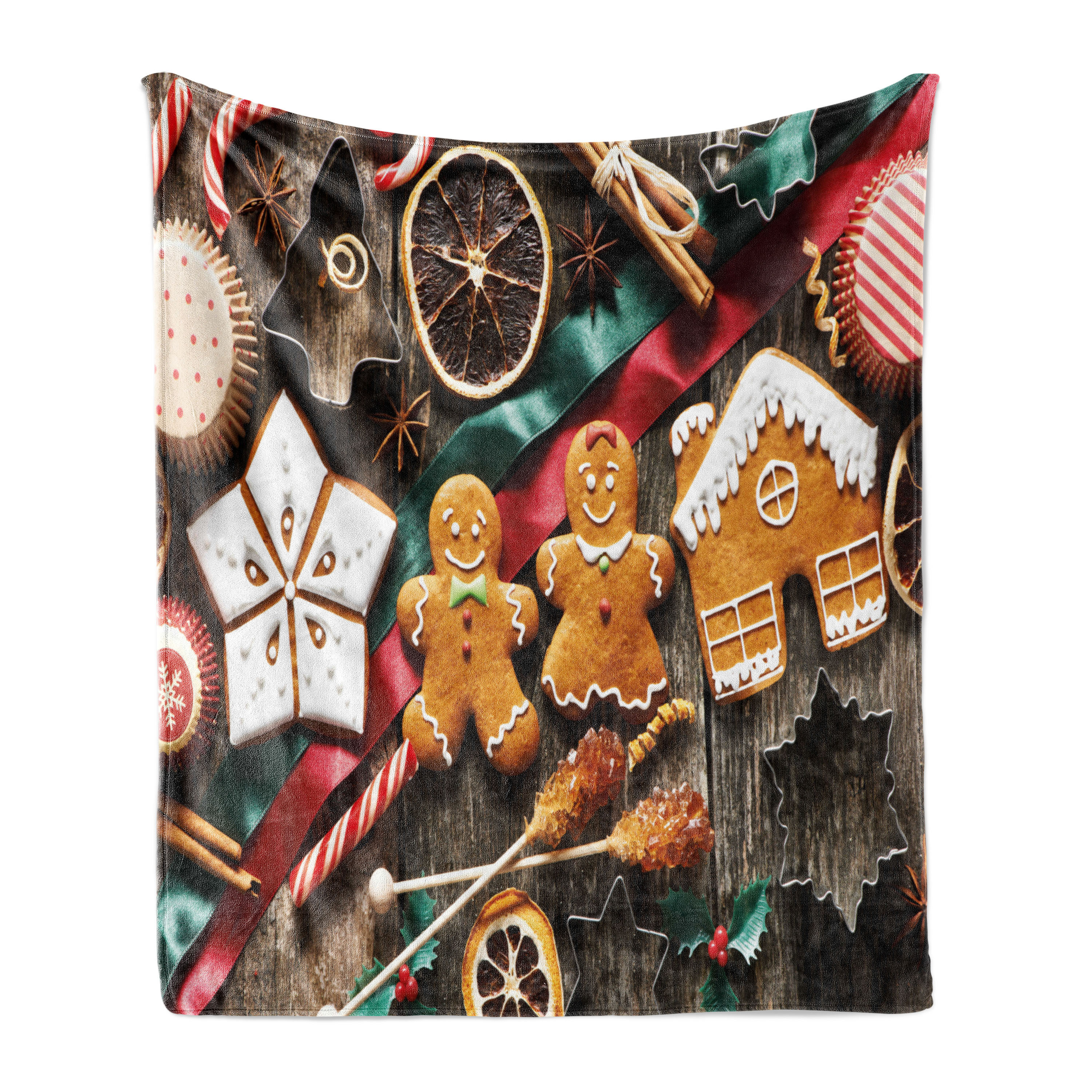 Ambesonne Gingerbread Man Fleece Throw Blanket Biscuits Rustic ...