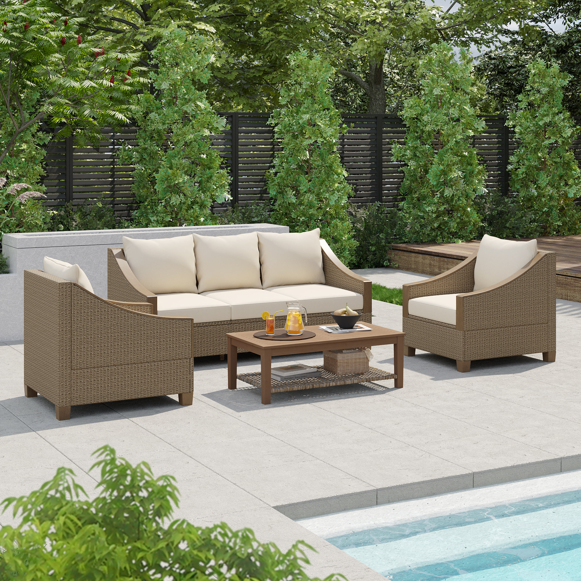 Red Barrel Studio® Outdoor Conversation Set Including Coffee Table ...