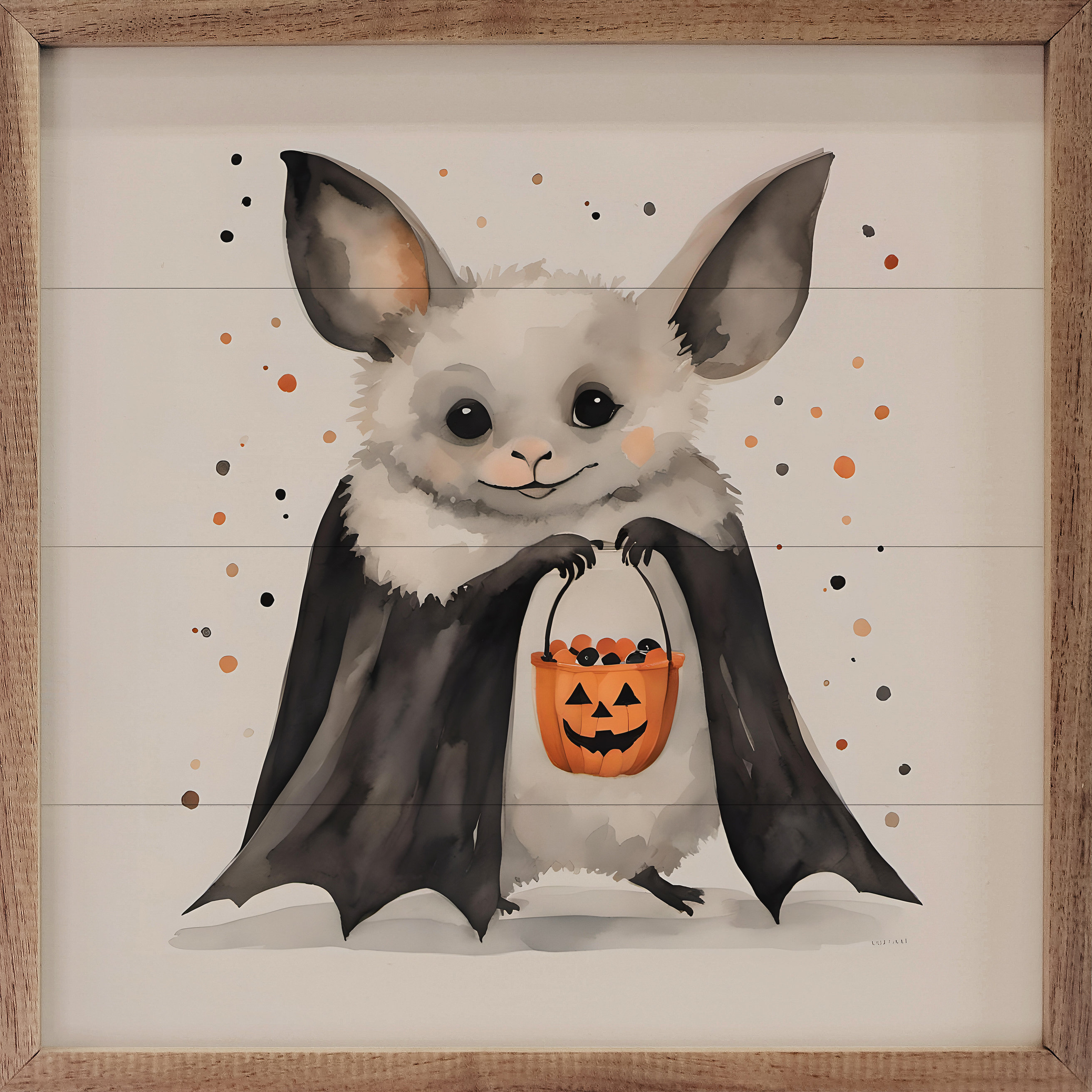 Mercer41 Trick or Treat Bat - Single Picture Frame Print on Wood | Wayfair