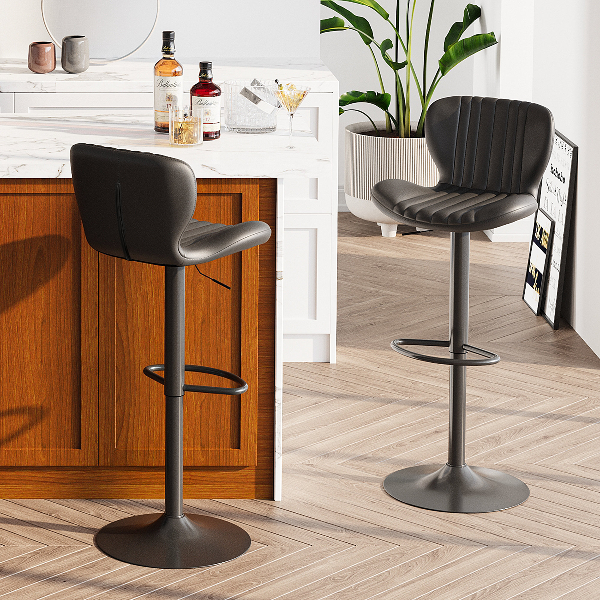 walsunny Swivel Bar Stools Set, Barstools Counter Height With Shell ...
