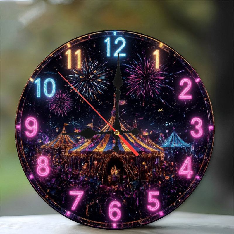 Ivy Bronx Neon effect Clock Circus Fireworks Night | Wayfair