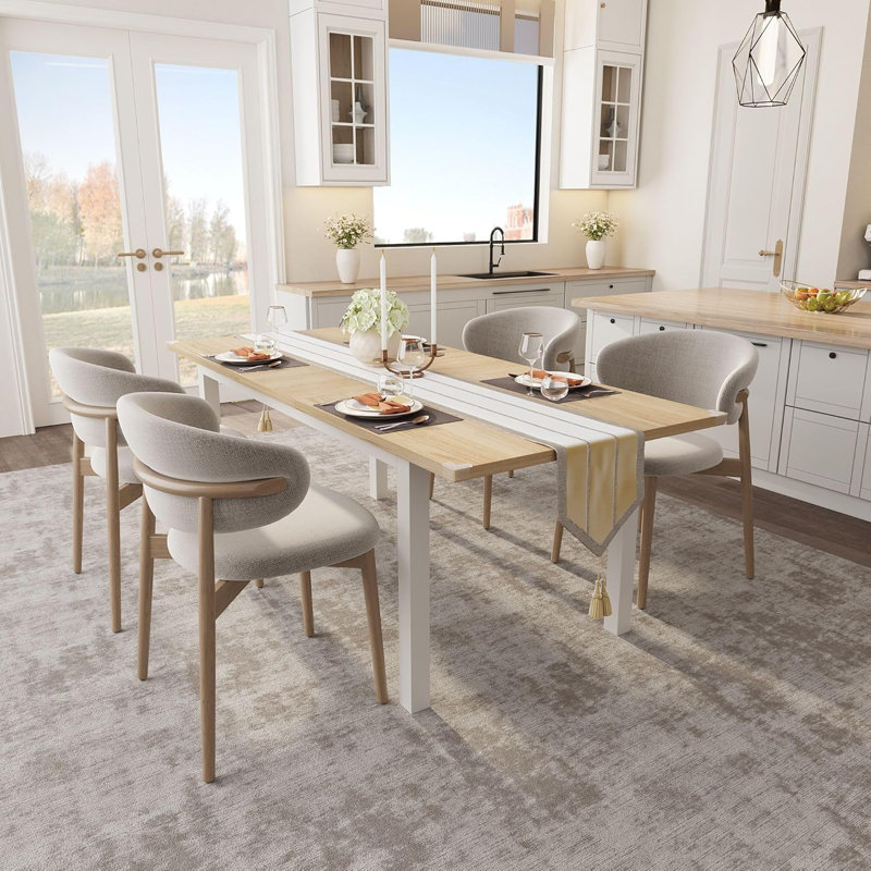 Ebern Designs 63" Large Extendable Dining Table For 6-8 | Wayfair