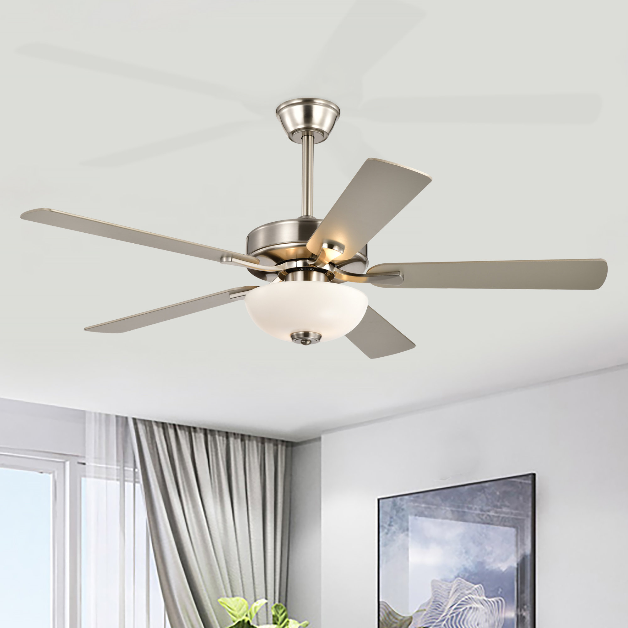 Ebern Designs 52-in 5-blade Reversible Ceiling Fan With Led Light And ...