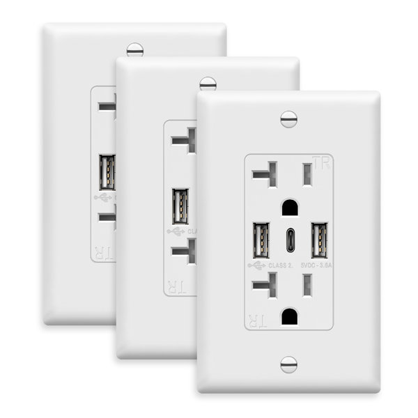 TOPGREENER 20 Tamper Resistant Decorator Outlet with USB Port | Wayfair
