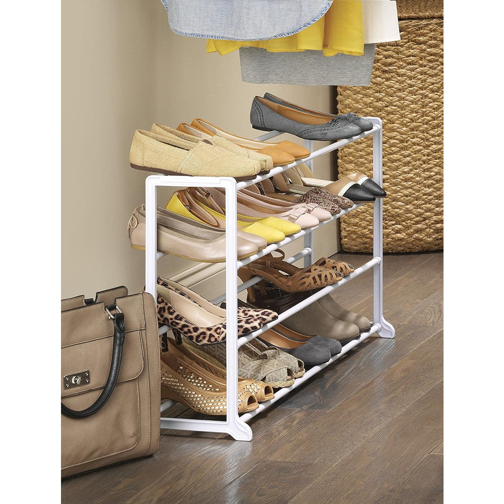 17 Stories 4-tier Shoe Rack – Holds 20 Pairs, White Floor Shoe ...
