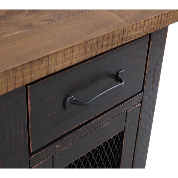 Gracie Oaks Jakendra Solid Wood Top End Table with Storage and Built-In ...