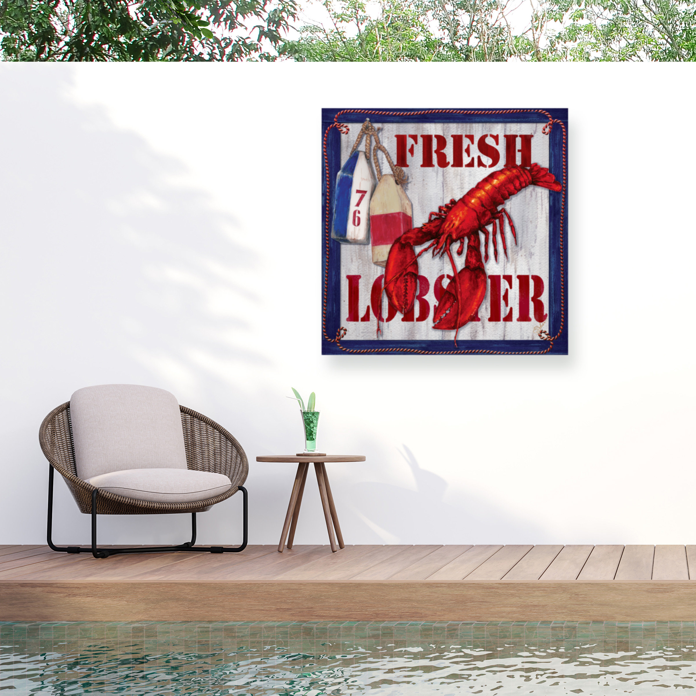 Dovecove Sher Sester 'Fresh Lobster Sign 2' Outdoor Canvas | Wayfair