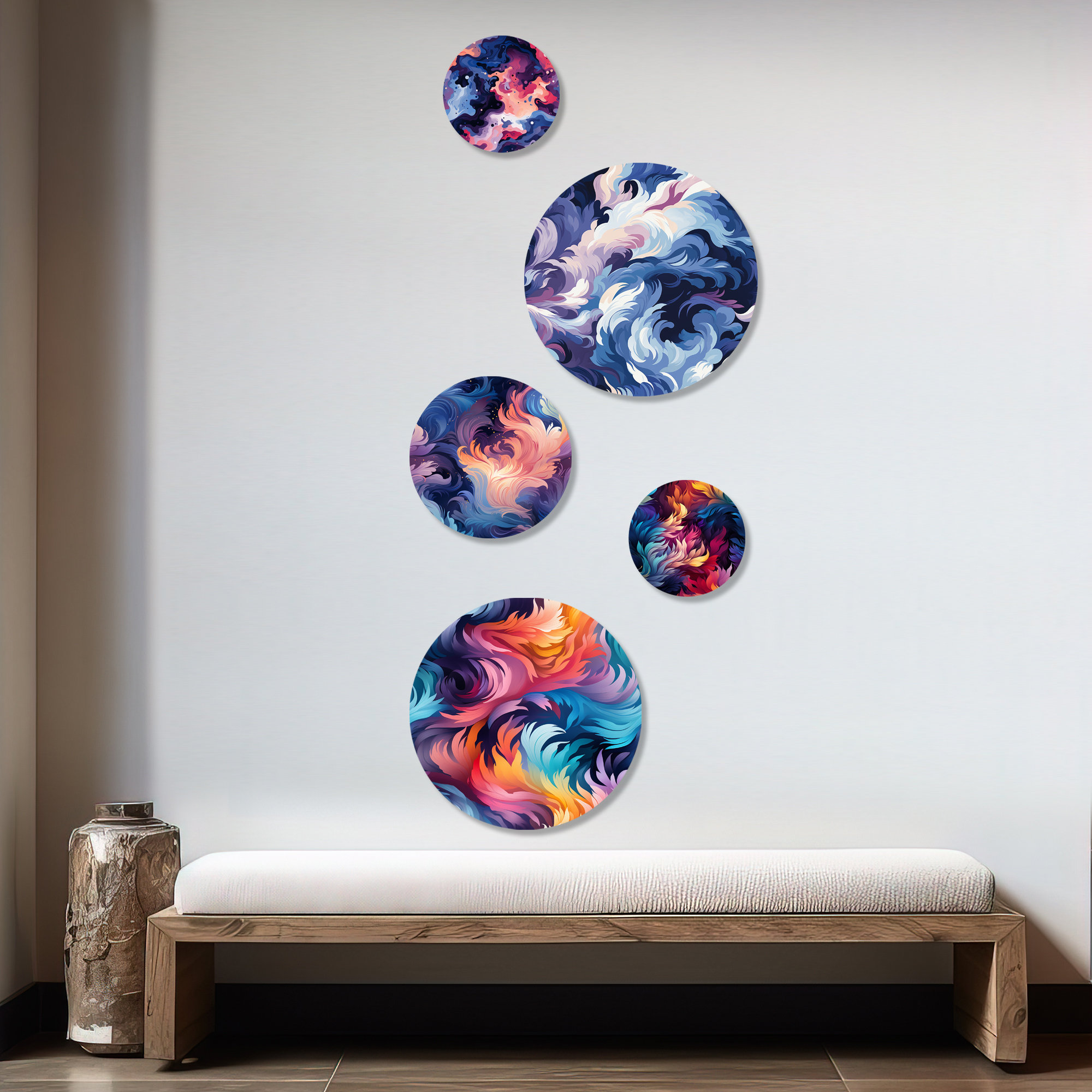 Design Art Celestial Aura Spirals - Abstract Abstract Round Wall Art ...