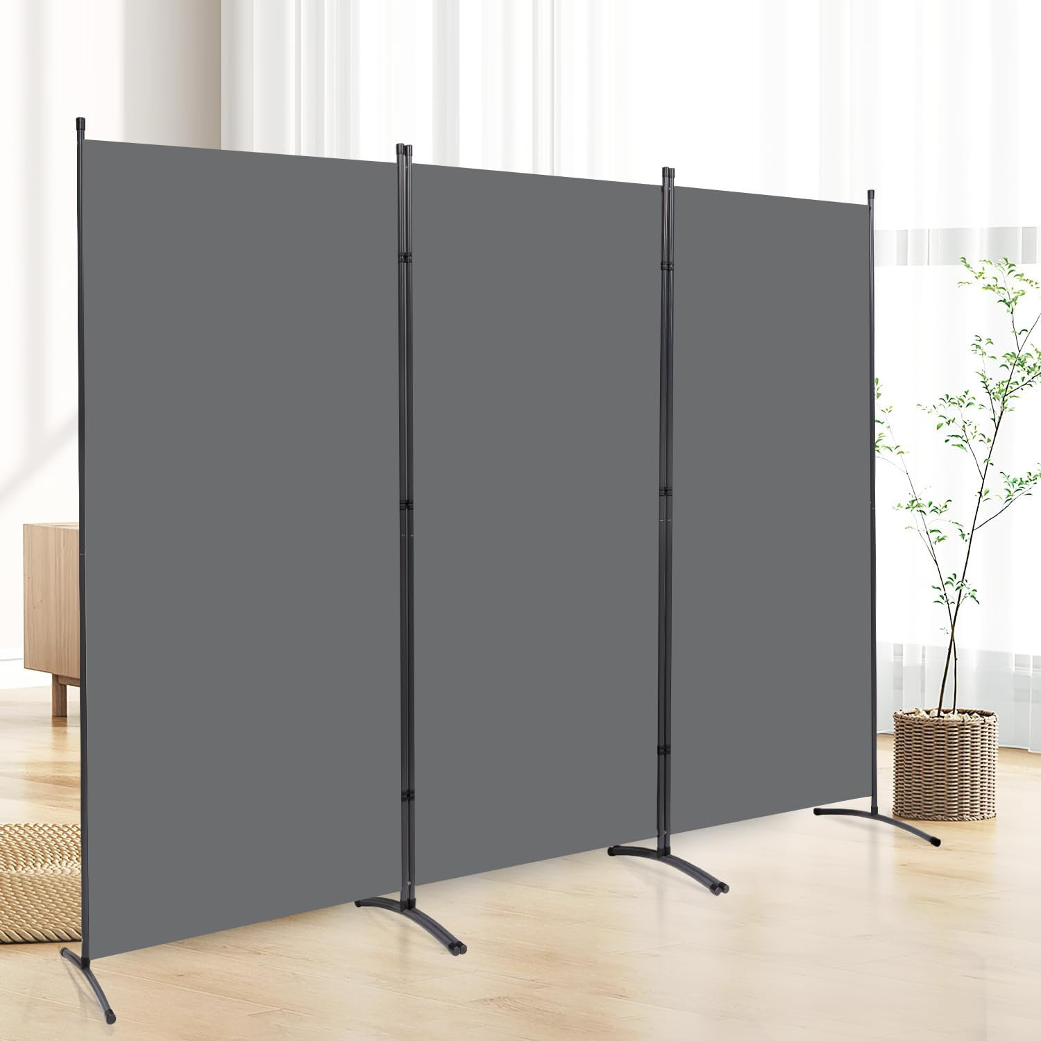 RAPTIZ 6 FT Tall Room Divider Screen Fabric Wall Divider With Metal ...