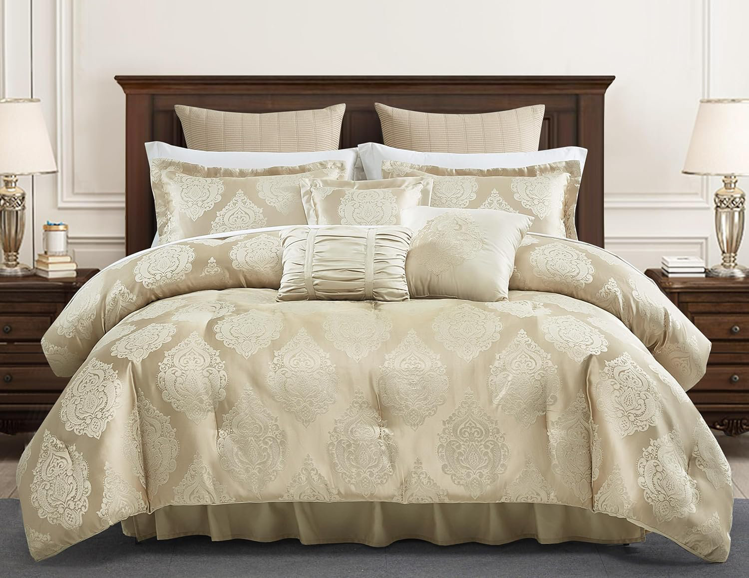 Sterling Creek Trinity 7-Piece Luxury Silky Medallion Jacquard ...