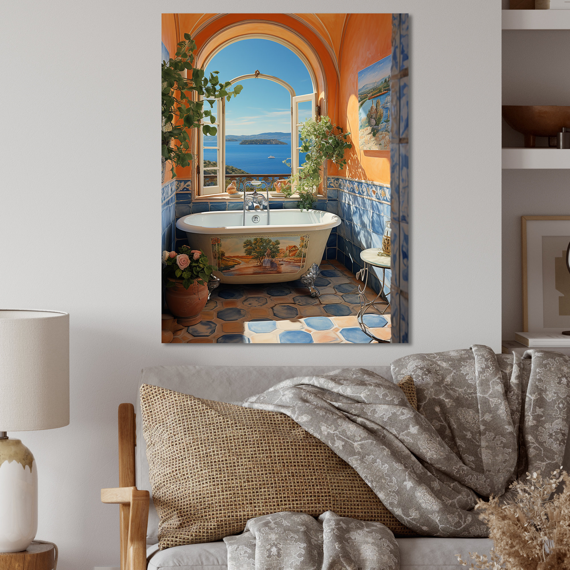 Latitude Run® Blue Italian Bath Serenity II - Bathroom Metal Wall Art | Wayfair