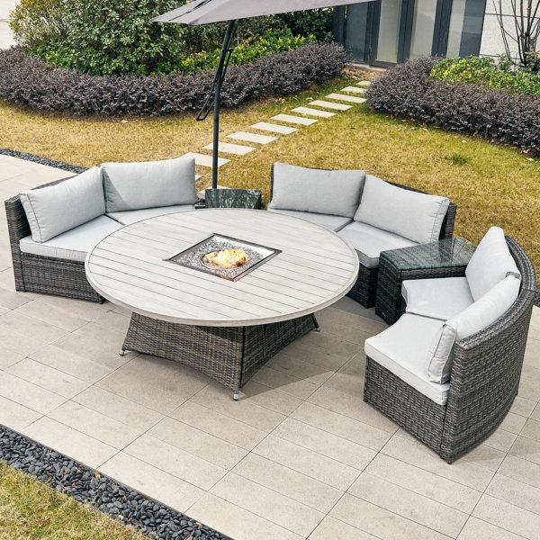 Hokku Designs Orsin 6 Person Outdoor Conversation Set With Cushions ...