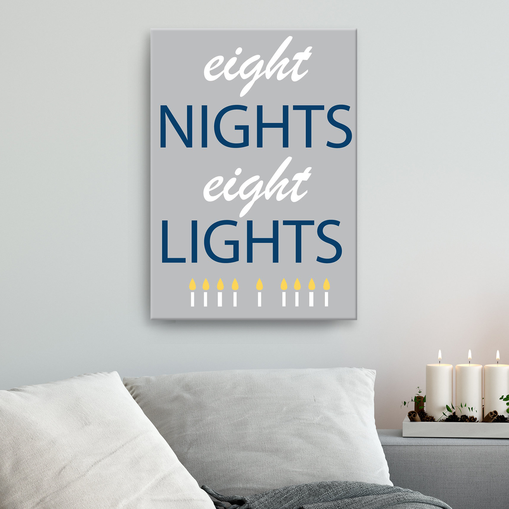 The Holiday Aisle® Hanukkah "Eight Nights, Eight Lights" Textual Art on ...