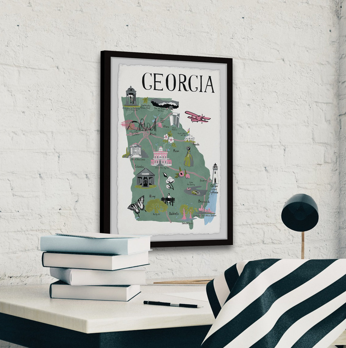 Red Barrel Studio Illustrated Map of the State of Georgia II - Picture ...