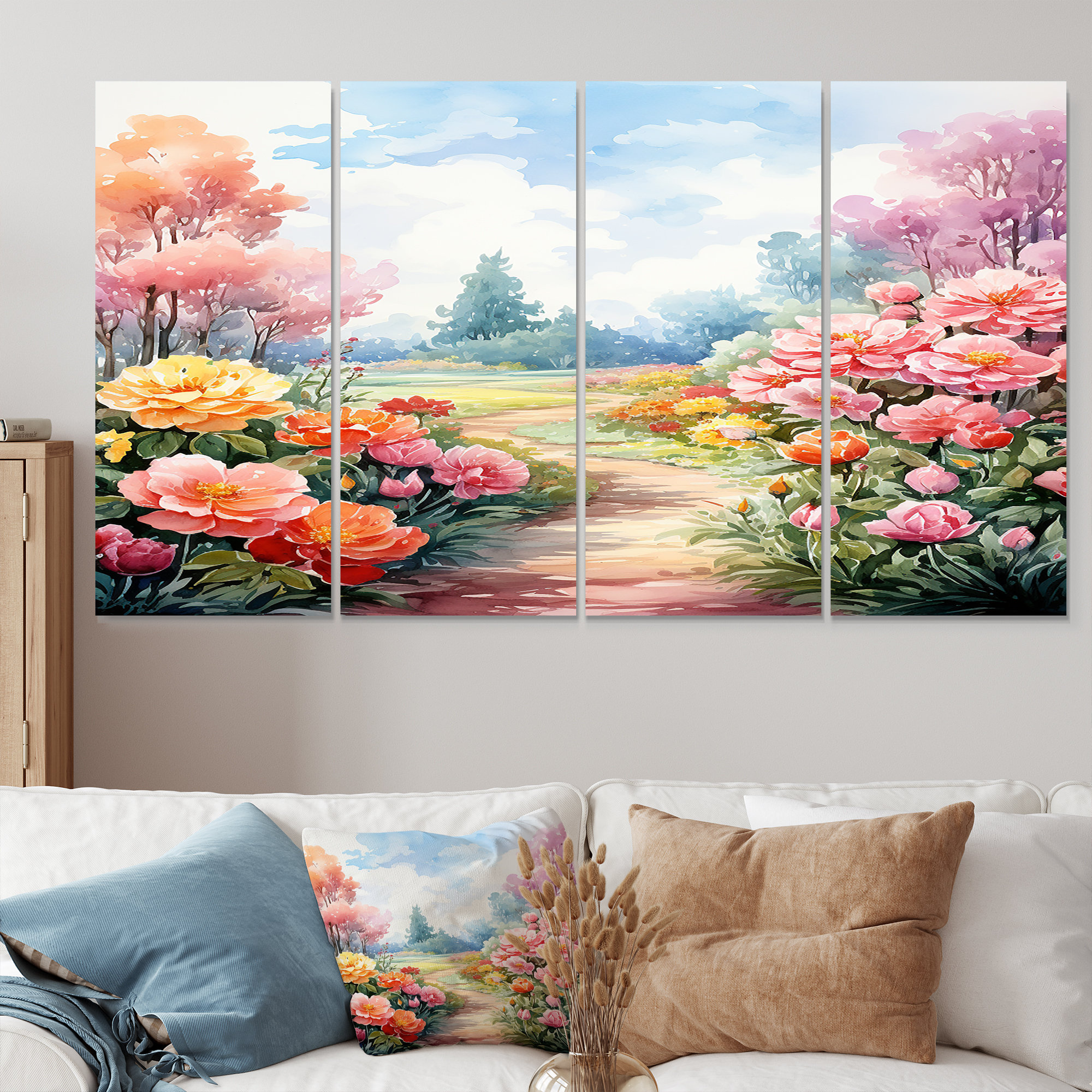 Lark Manor™ Pink Blooming Floral Countryside Road - Floral Wall Art ...