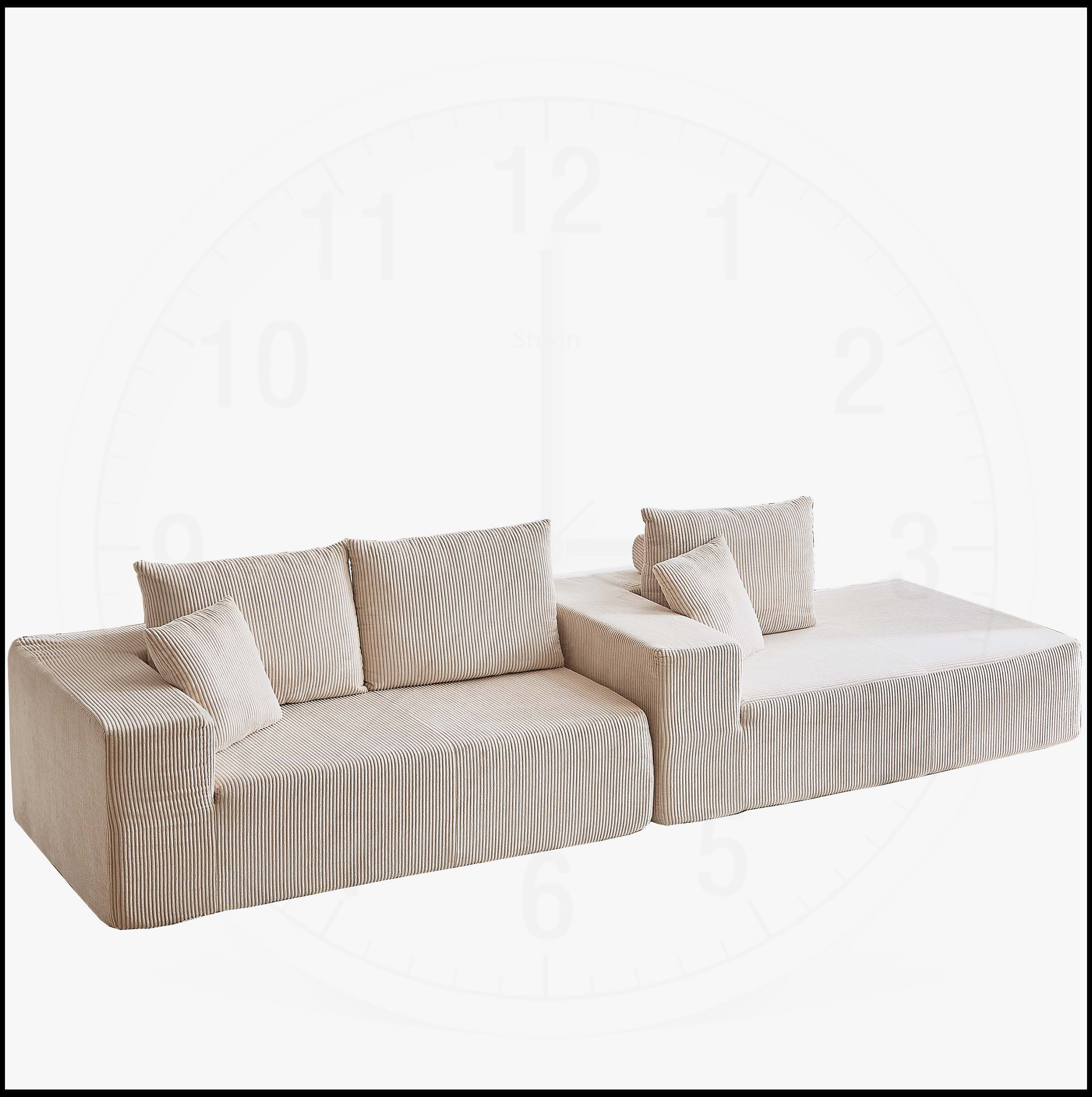 Dakota Fields Versatile Corduroy Sectional Sofa Set for Various Rooms, Enhancing Comfort and ...