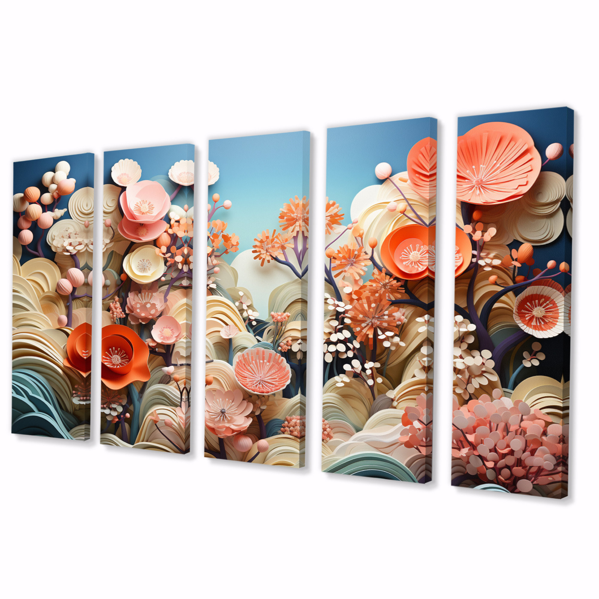 Design Art Coral Vibrant Reef Geometric - Coral Canvas Art Print - 5 ...