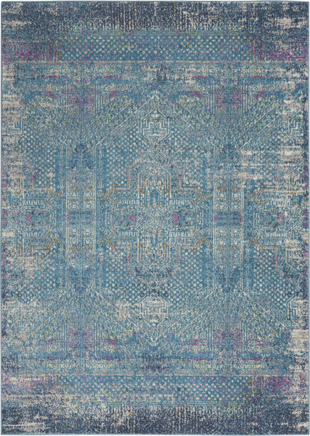 Dakota Fields 5’ X 7’ Blue Distressed Medallion Area Rug - Wayfair Canada