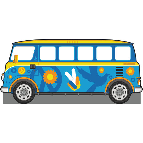 Wet Paint Printing SS11212 Cartoon Hippie Bus 60s Flower Power Van ...