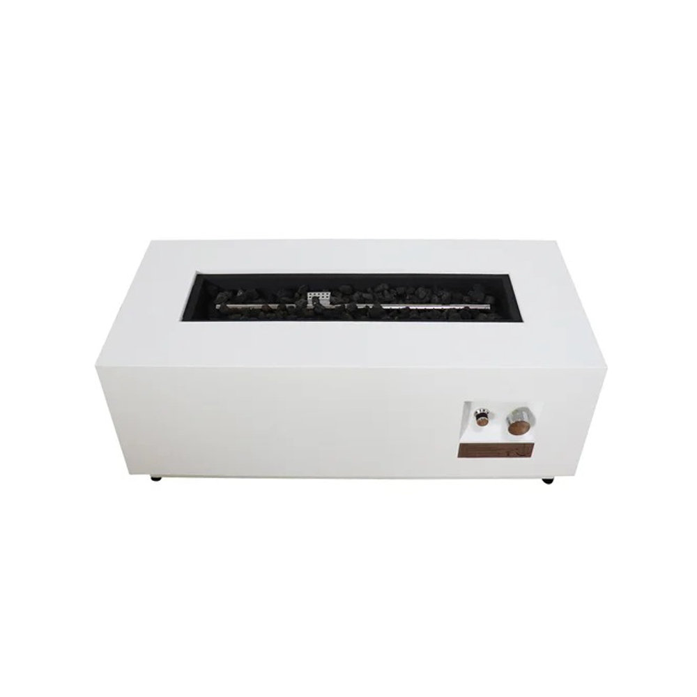 Latitude Run® Steel Outdoor Fire Pit Table With Wind Sheild In White ...