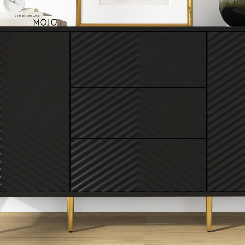 Mercer41 Modern Sideboard With Geometric Line Design | Wayfair