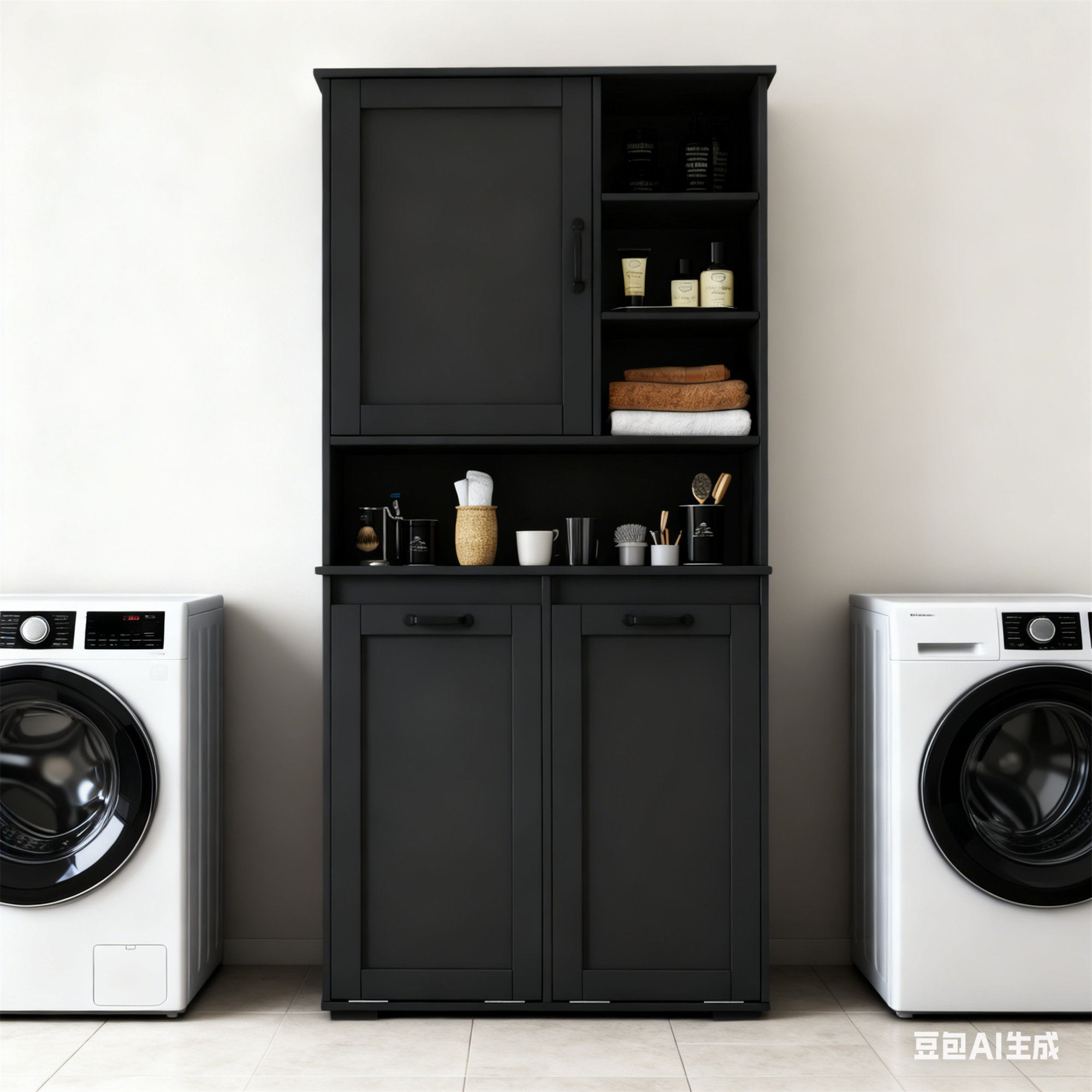 Latitude Run® Laundry Cabinet With Hinged-Lid Laundry Basket And ...