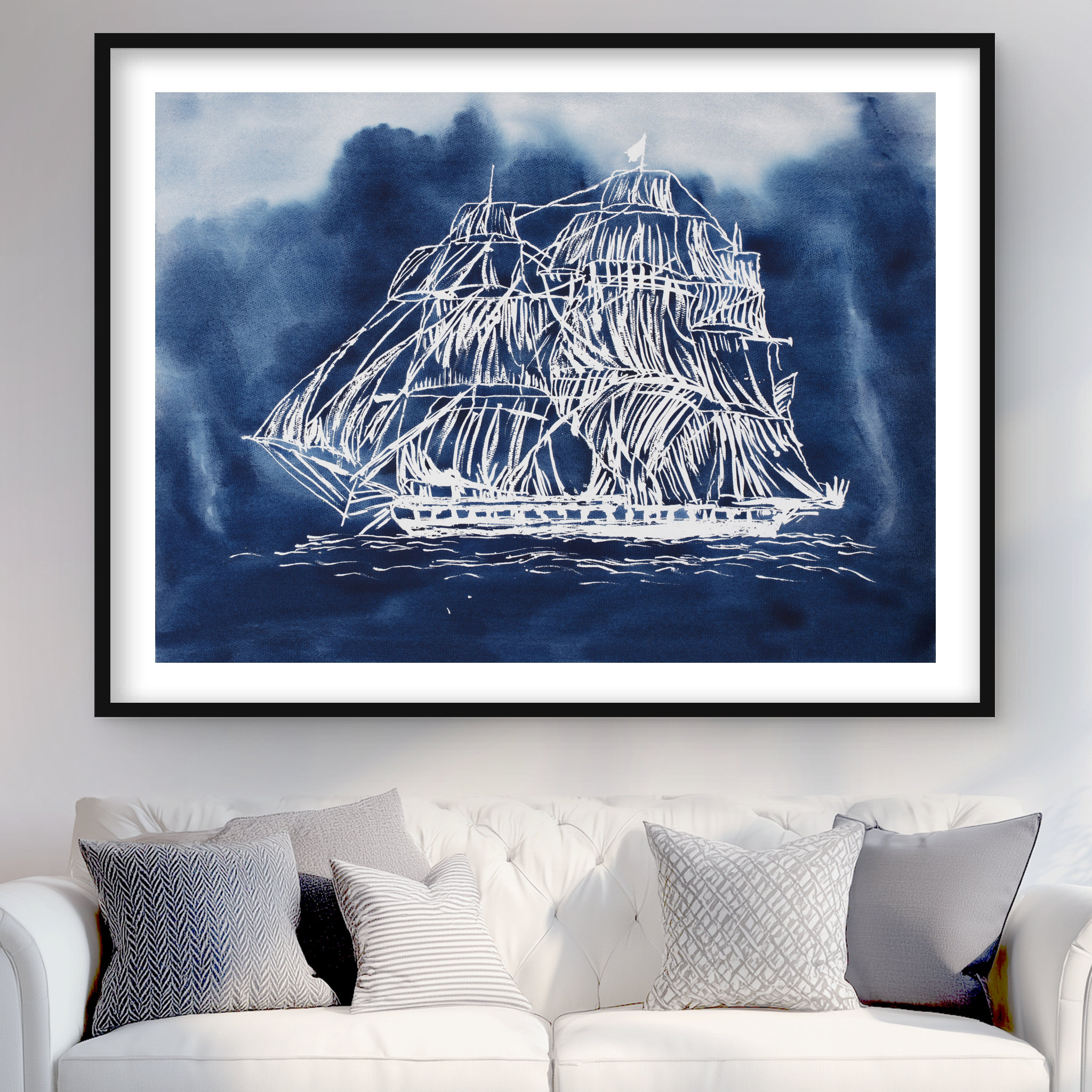 Lark Manor™ Sailing Ship Illustration Print | Marine Travel Decor Art ...