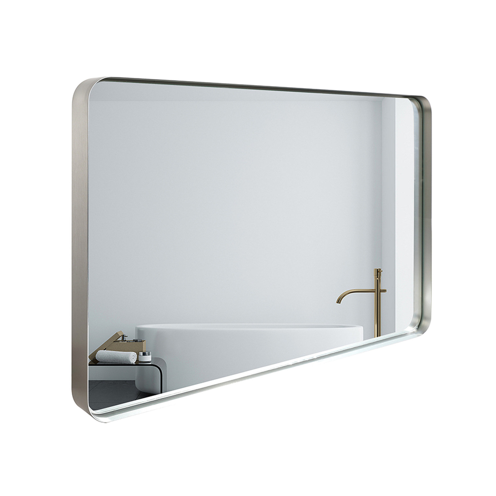 Latitude Run® 30x20inch Bathroom Mirror Wall Mount - Silver, Rounded ...