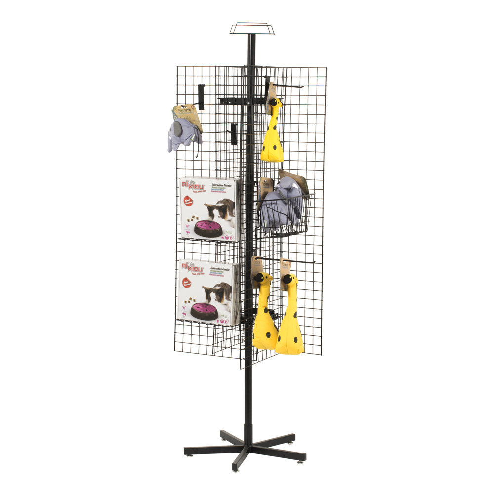 17 Stories 68" H X 18" W - 4-Way Grid Spinner Retail Floor Display Rack ...