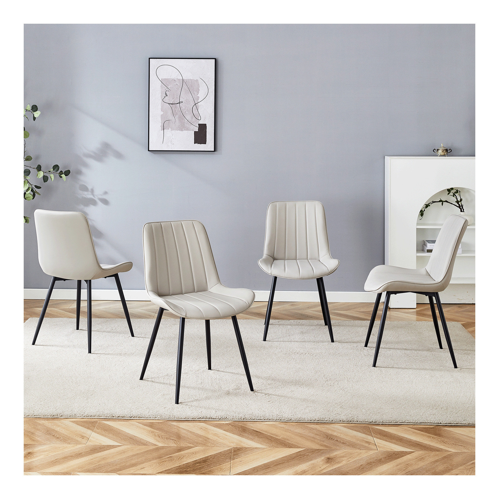 Corrigan Studio® Extended Seat Cushion PU Dining Chair Set - Four ...