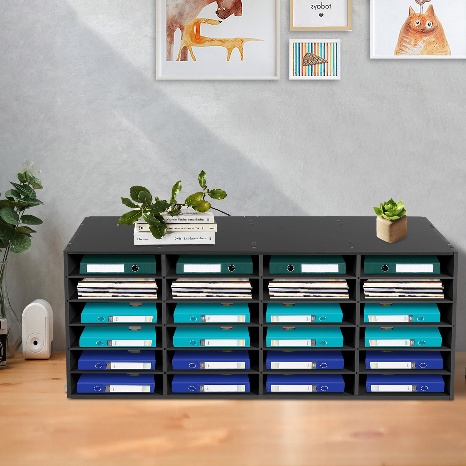 Latitude Run® Lawander 24-Slot Manufactured Wood Stackable Paper ...