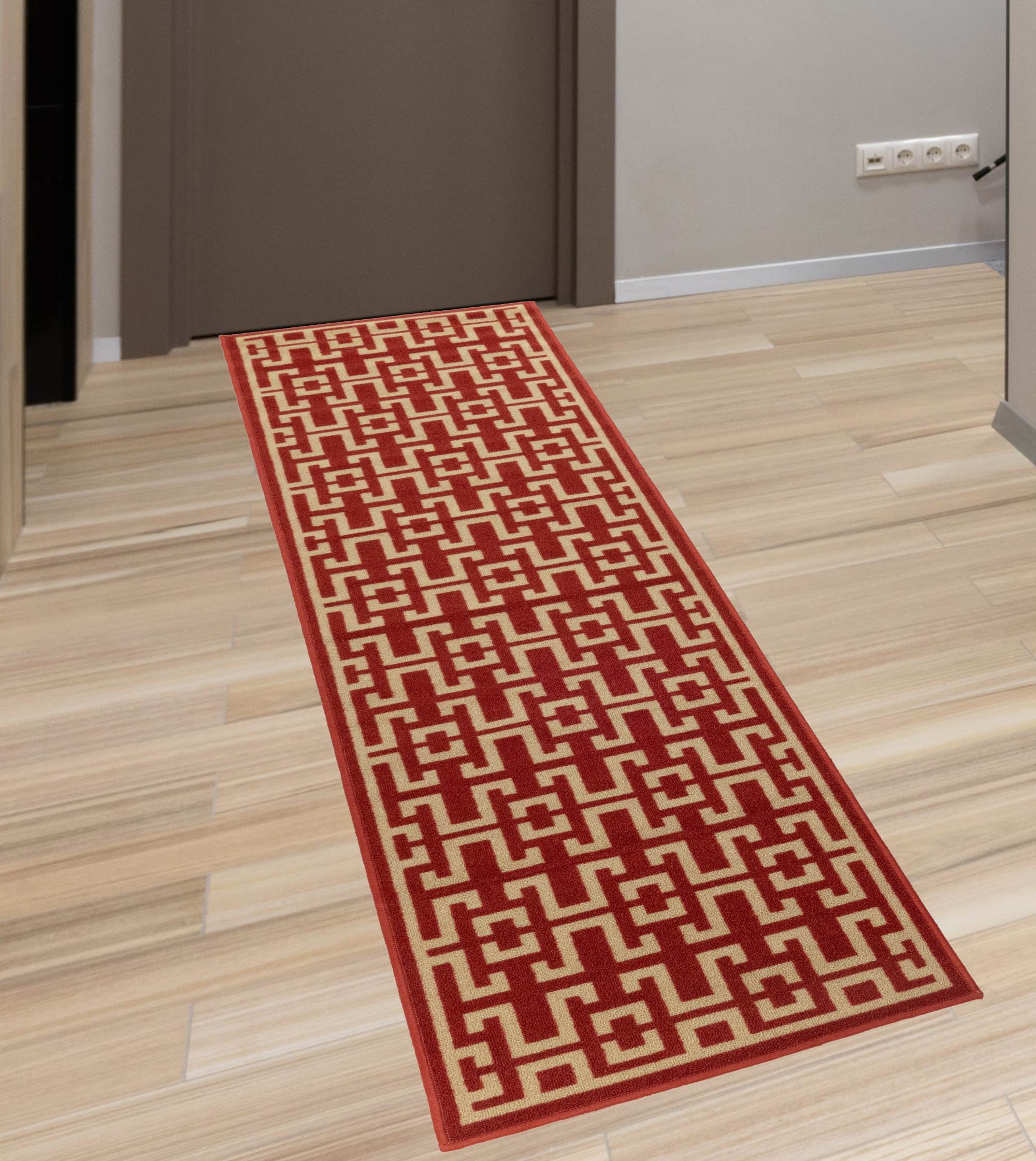 Mercer41 Greek Key All Over Slip Resistant Low Pile Runner Rug ...